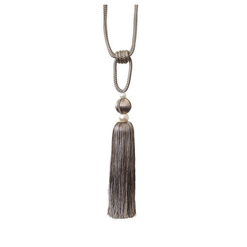Single Tassel Tie Back Chocolate & Silver